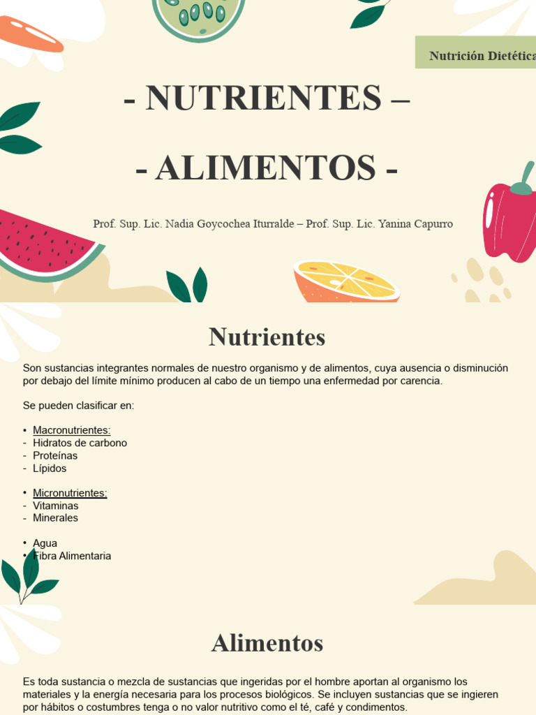 3 - Nutrientes - Alimentos | PDF | Alimentos | Nutrientes