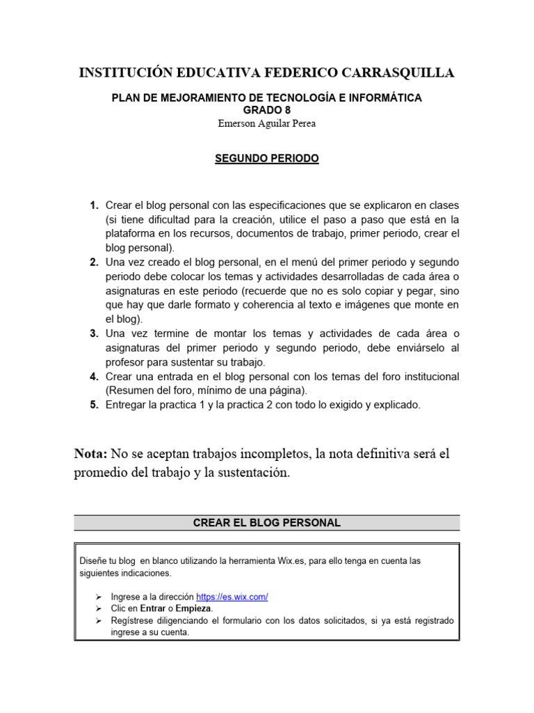 ACTIVIDAD DE NIVELACION DE TECNOLOGIA E INFORMATICA - Segundo Periodo ... ACTIVIDAD DE NIVELACION DE TECNOLOGIA E INFORMATICA - Segundo Periodo ...