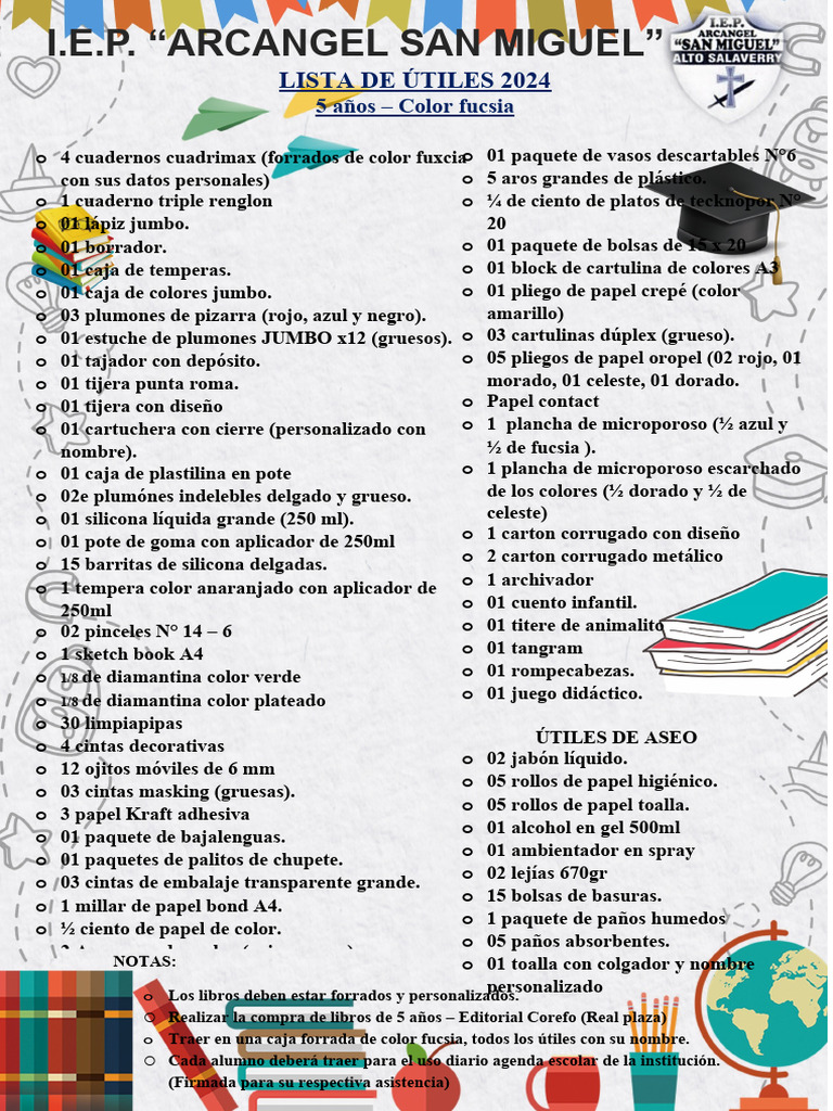 Inicial - Plantilla Utiles Escolares 2024 | PDF | Papelería ...