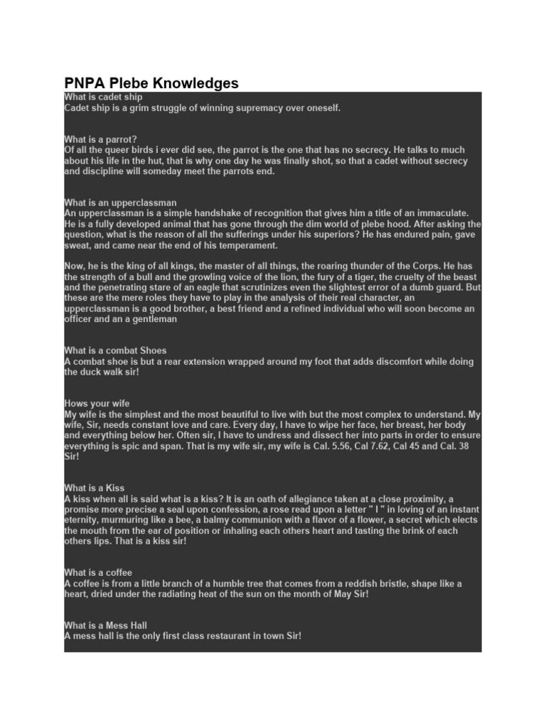 PNPA Plebe Knowledges | PDF