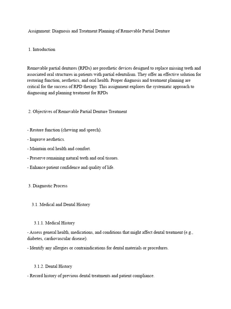 Diagnosis and Treatment Planning of RPD | PDF | Dental Anatomy | Medicine