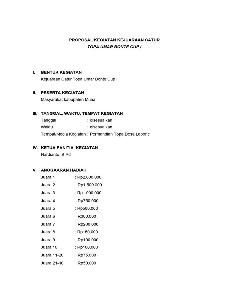 TEMPLATE PROPOSAL KEGIATAN LOMBA Atau PROKER LEMBAGA MAHASISWA | PDF | Bisnis