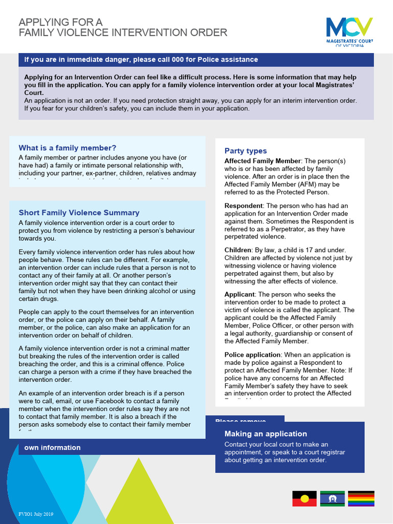 FVIO1 Application For Family Violence Intervention Order | PDF ...