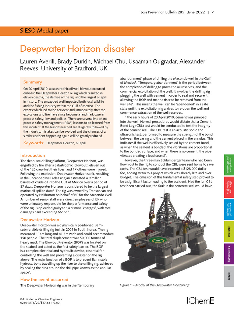 Deepwater Horizon Disaster 2022 Pdf Deepwater Horizon Blowout