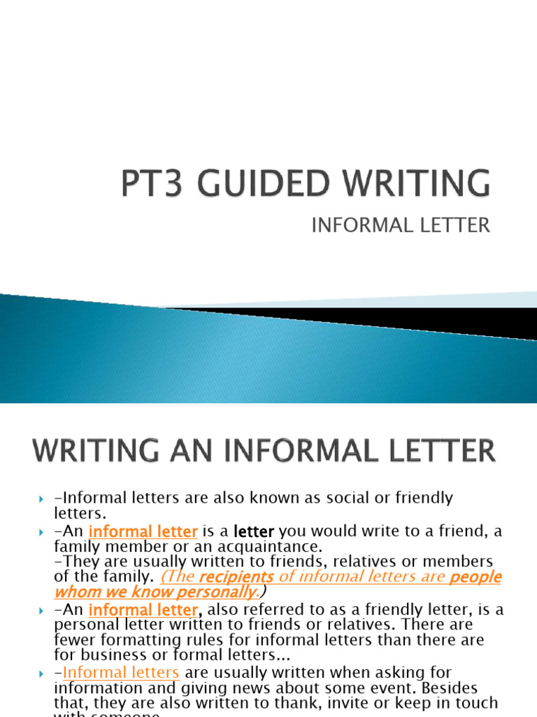 Writing Informal Letters for Kids | PDF | Cooking, Food & Wine