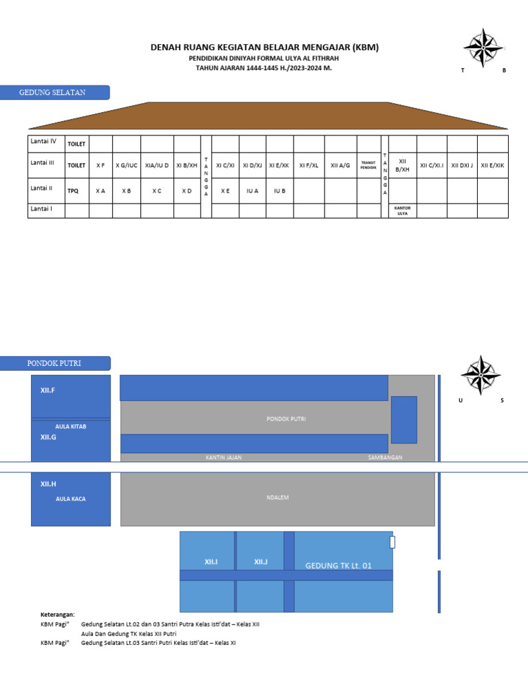 Denah Aula Ulya Al Fithrah 2023-2024 | PDF