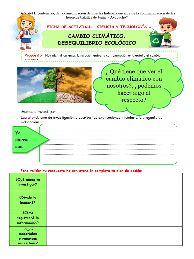 Ficha Vier Cyt Cambio Climático Desequilibrio Ecológico Jezabel Camargo Único Contacto 978387435 ...