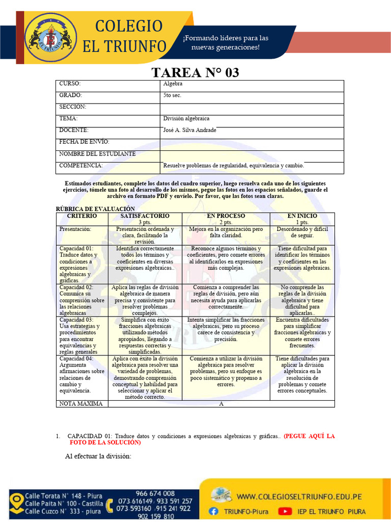 Tarea 03 | PDF | Matemáticas