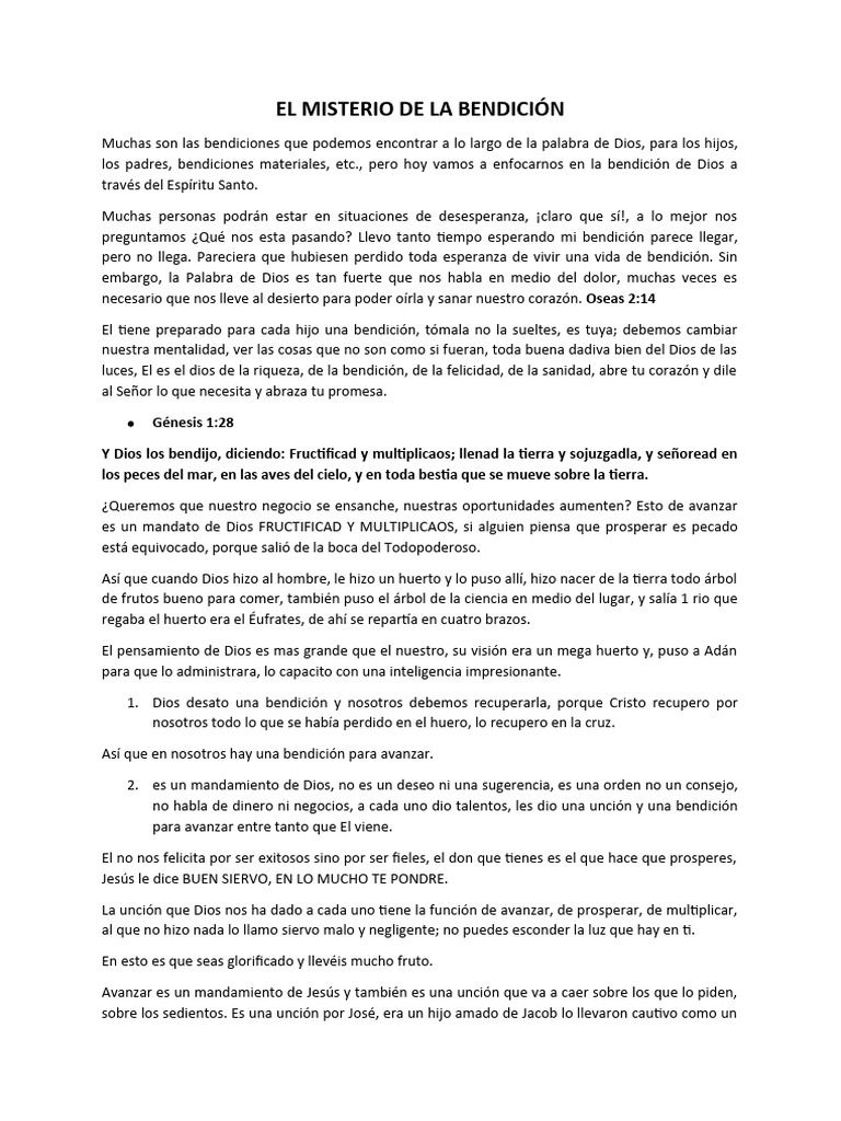 Bendición y Prosperidad en Dios | PDF | Bendición | espíritu Santo