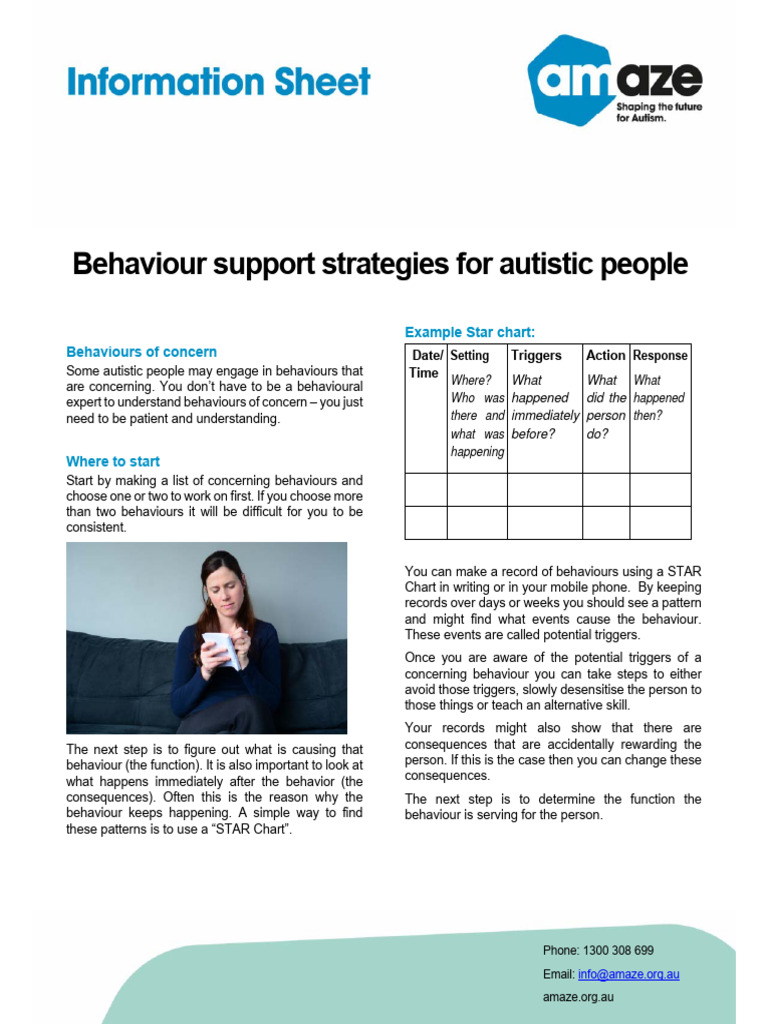 Amaze Information Sheet Behaviour Support Strategies For Autistic ...