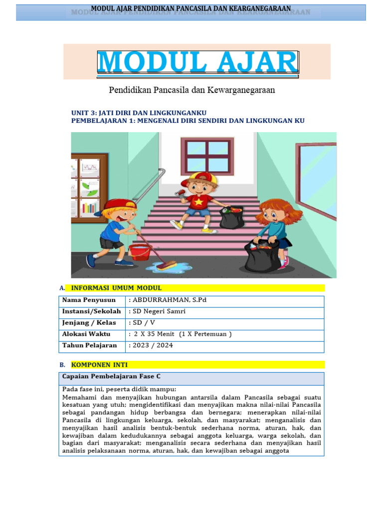 MODUL AJAR KLS 5 SMSTR 2 UNIT 3 Word | PDF