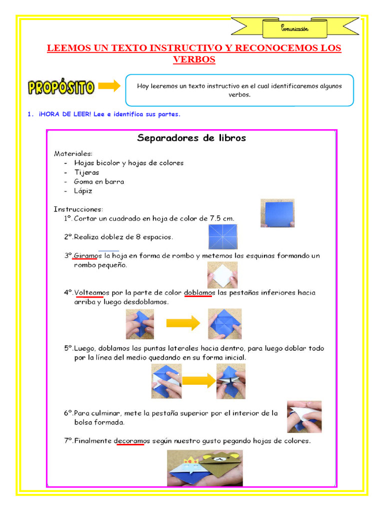 e10 s2 Ficha d3 Com Leemos Textos Instructivos Verbo | PDF e10 s2 Ficha d3 Com Leemos Textos Instructivos Verbo | PDF