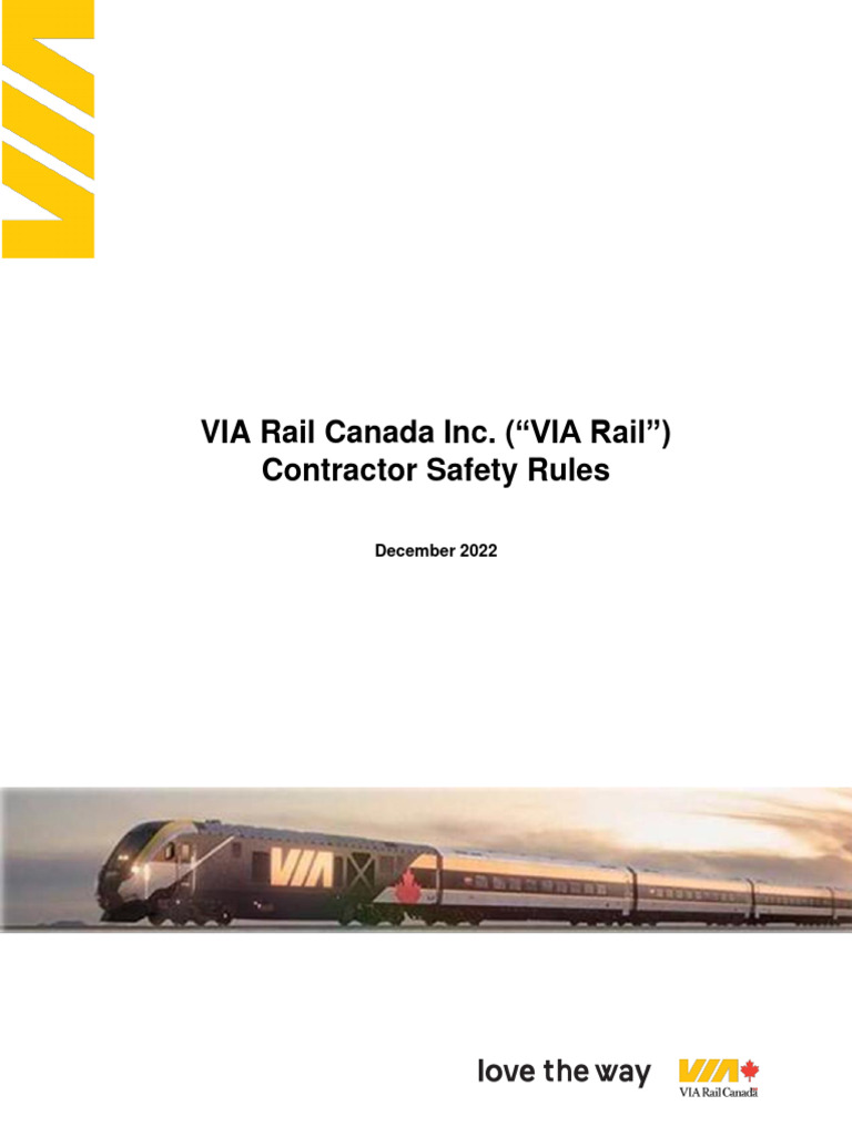 HSE-07-131.1.en Via Rail Canada Inc. Contractor Safety Rules | PDF ...