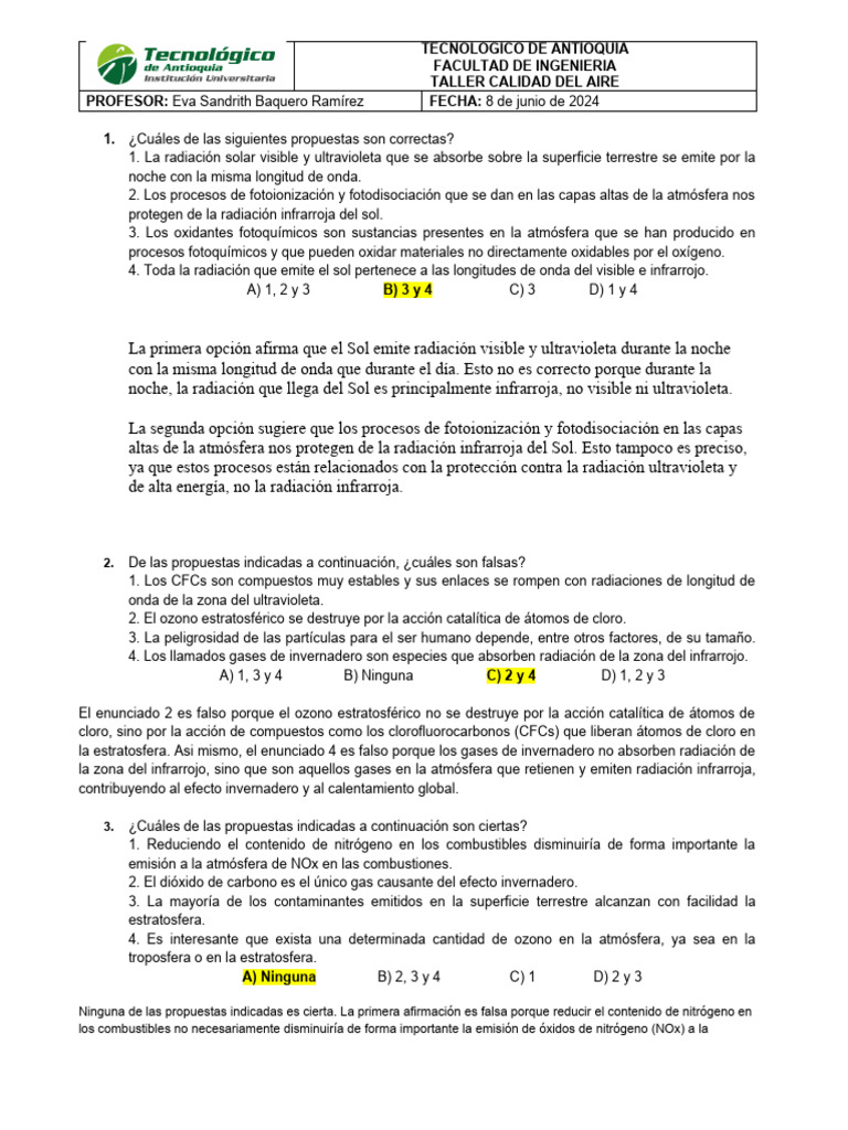 TALLER CALIDAD DEL AIRE - Espejo - Yeison | PDF | Gases de efecto invernadero | Contaminación