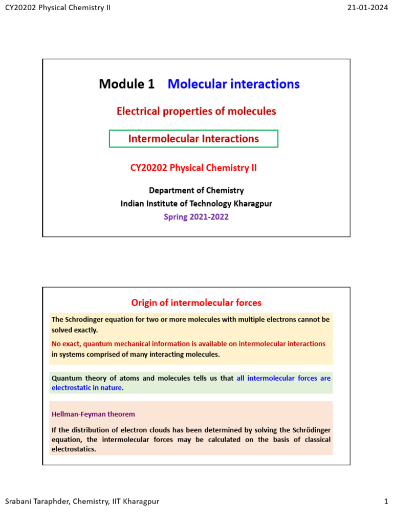 Intermolecular Interactions in Chemistry | PDF | Intermolecular Force ...