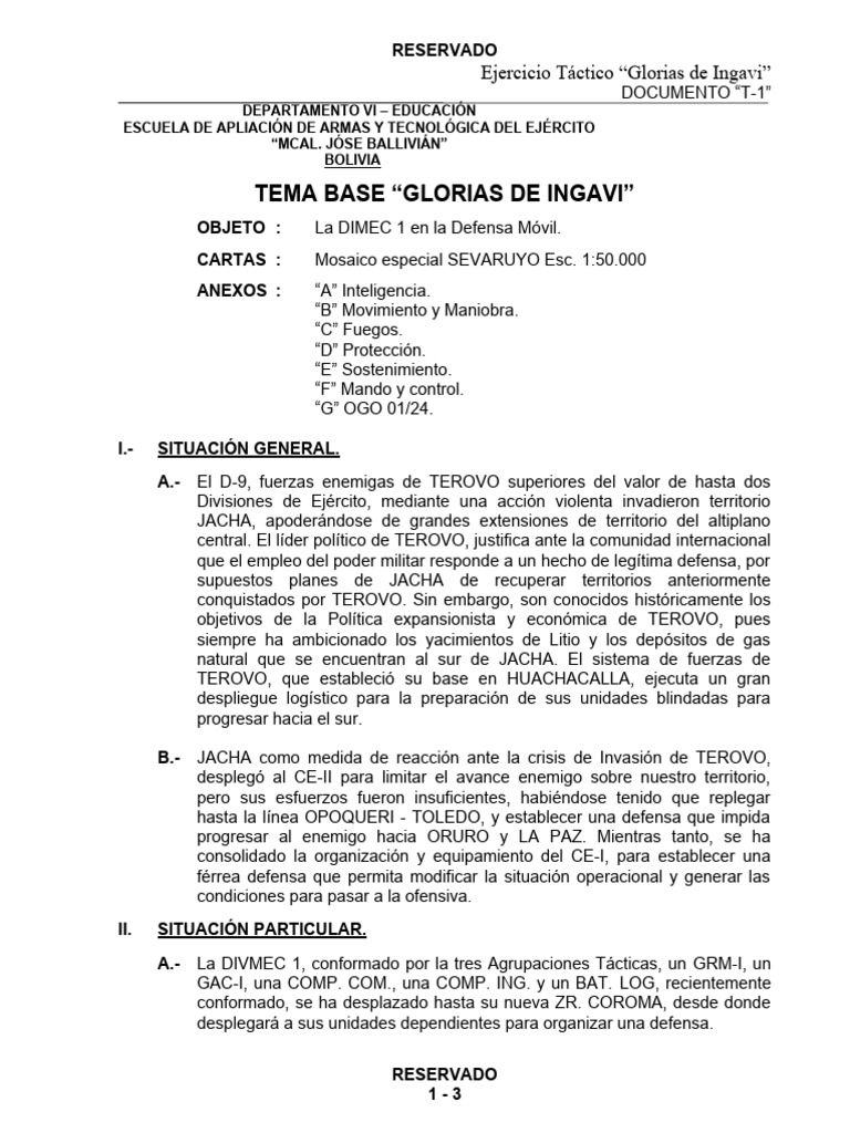 Tema Base Glorias de Ingavi 2024. Divmec 1 | PDF | Conflictos del ...