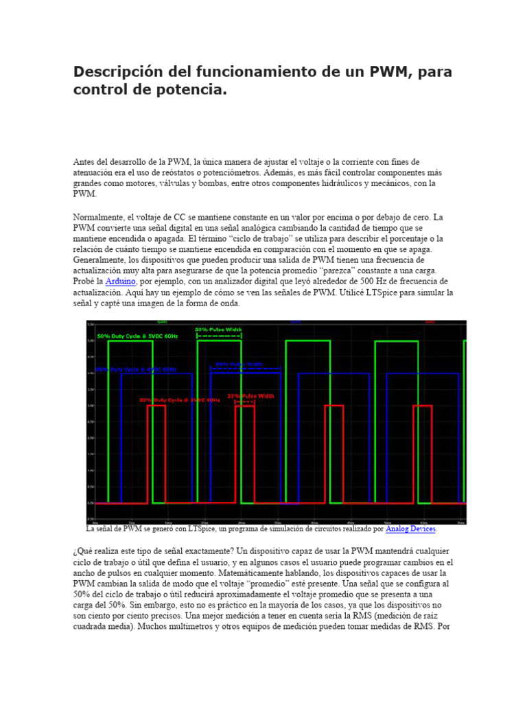 Descripción Del Funcionamiento de Un PWM | PDF | Red eléctrica | Transistor