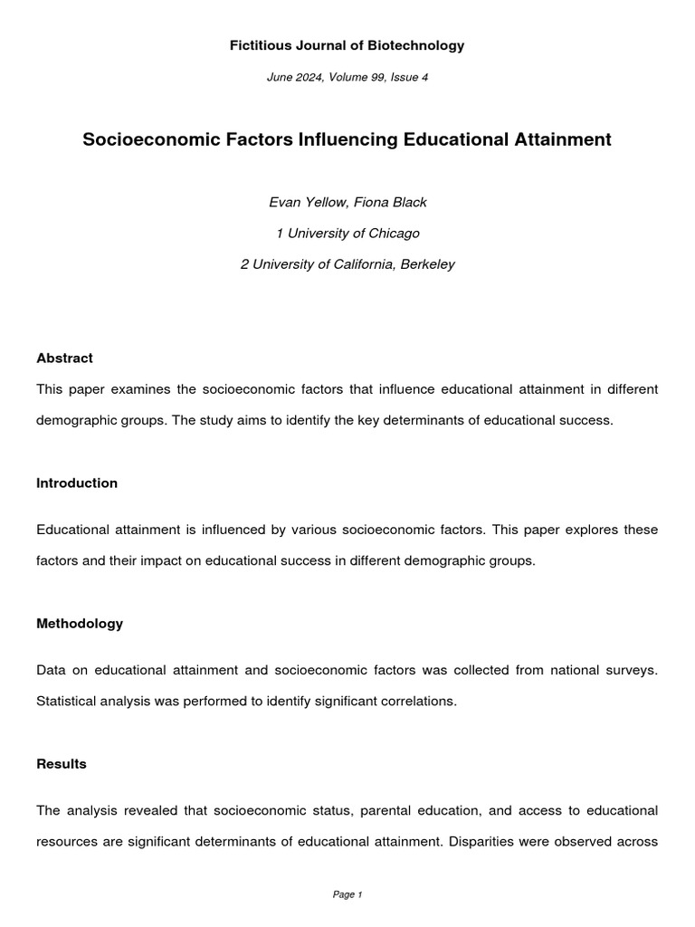 Socioeconomic Factors Influencing Educational Attainment | PDF | Social Science
