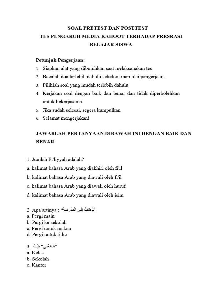 Soal Pretest Dan Posttest | PDF