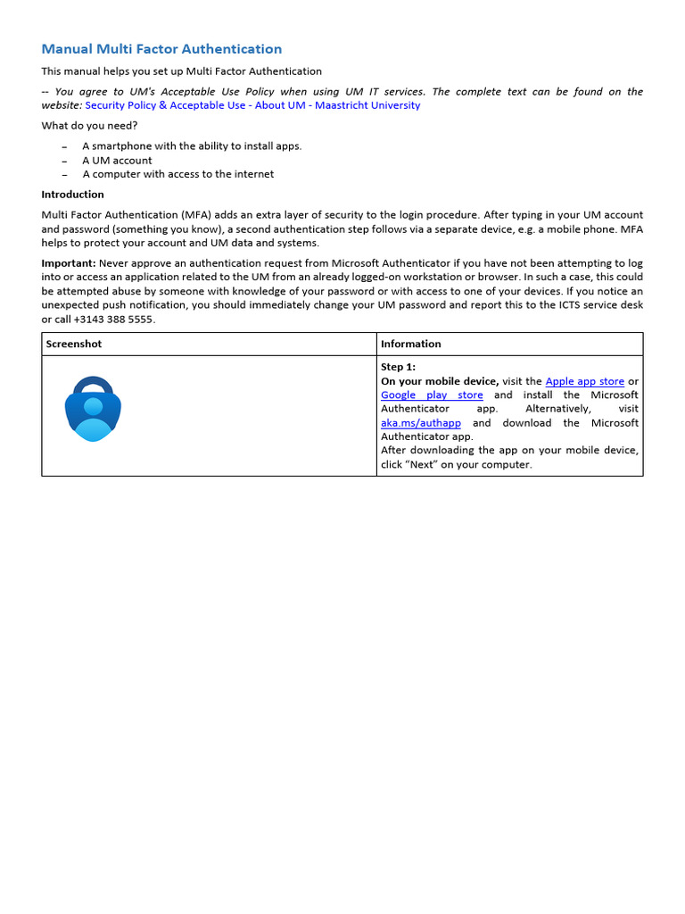 Manual Multi-Factor Authenticator | PDF | Mobile App | Authentication