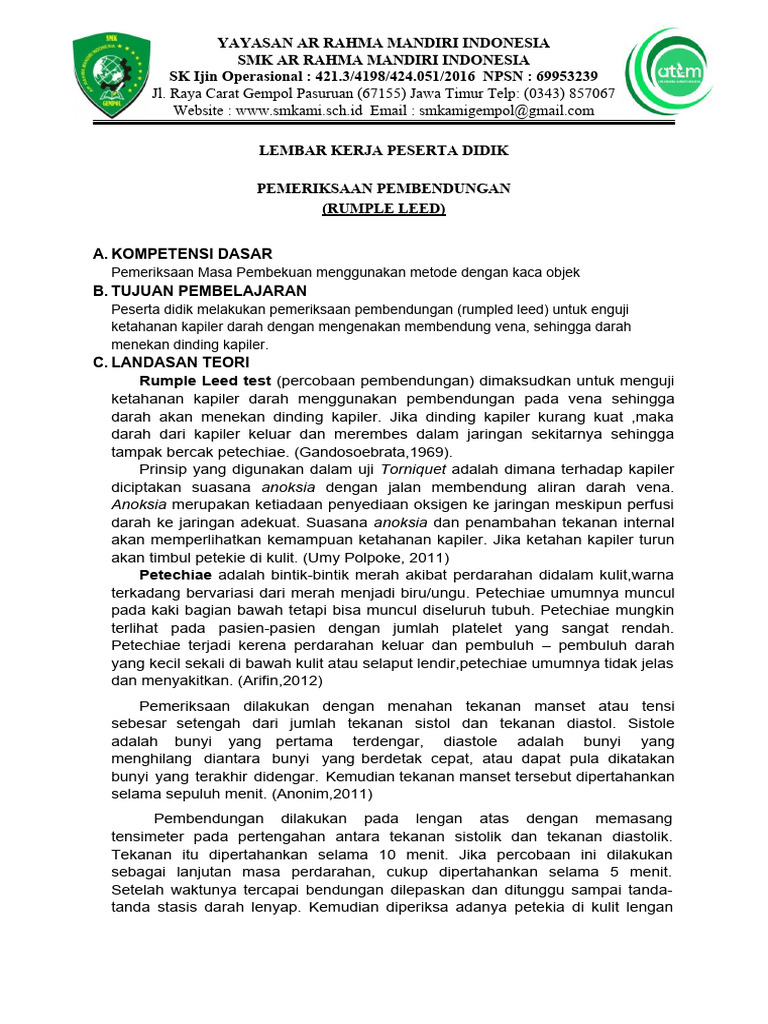 Pemeriksaan Pembendungan Rumple Leed | PDF