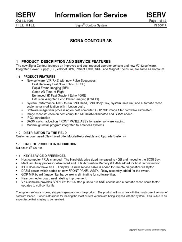 Iserv Information For Service Iserv: Signa Contour 3B | PDF | Computer Monitor | Software