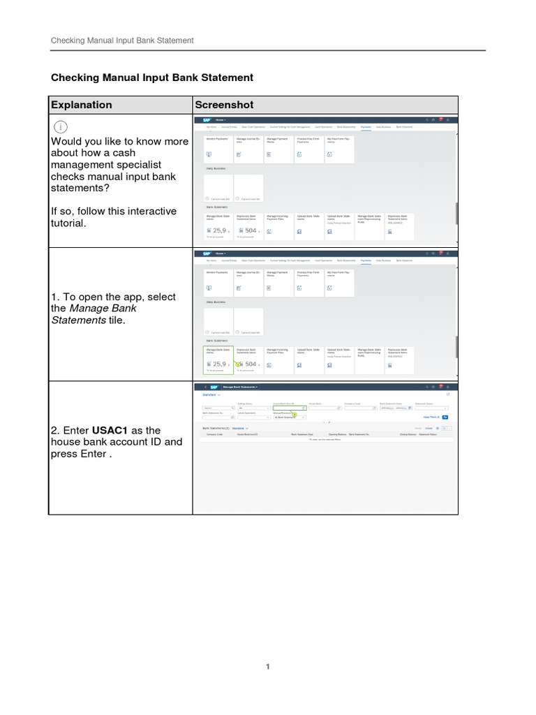 Bank Statement Processing. Via Fiori Apps | Download Free PDF | Banks ...