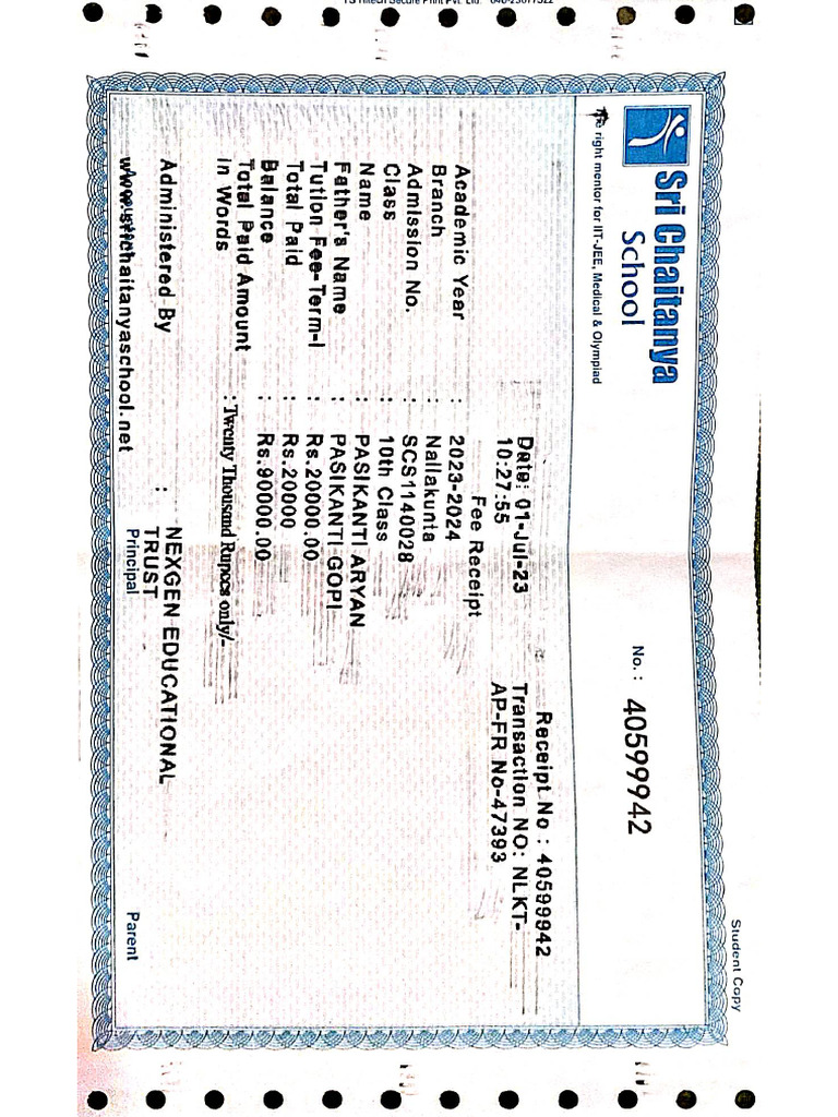 School Fee Receipts | PDF