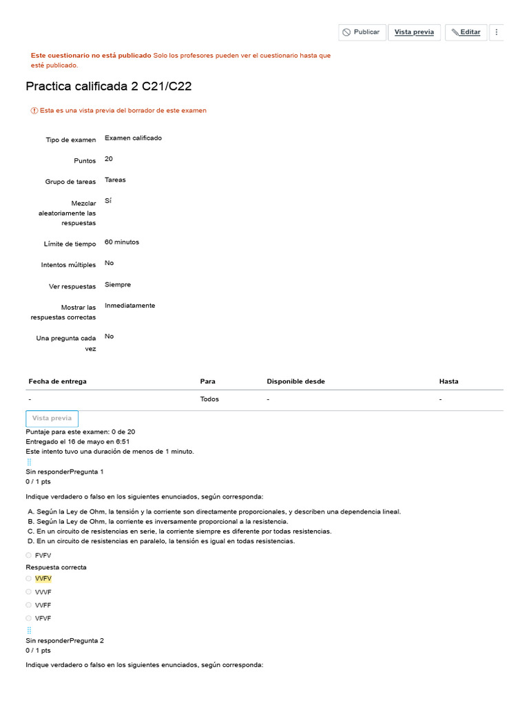 Practica Calificada 2 A2 Sol | PDF | voltaje | Resistencia Eléctrica y Conductancia