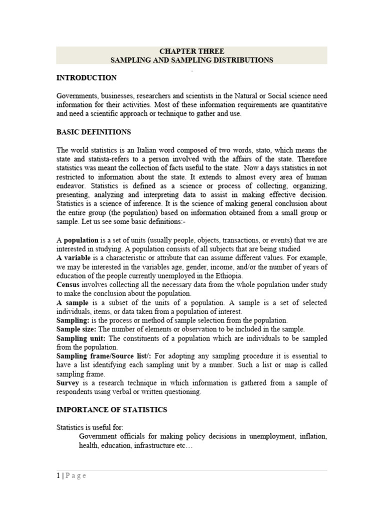 chapter III- business statistics | Download Free PDF | Sampling (Statistics) | Standard Error