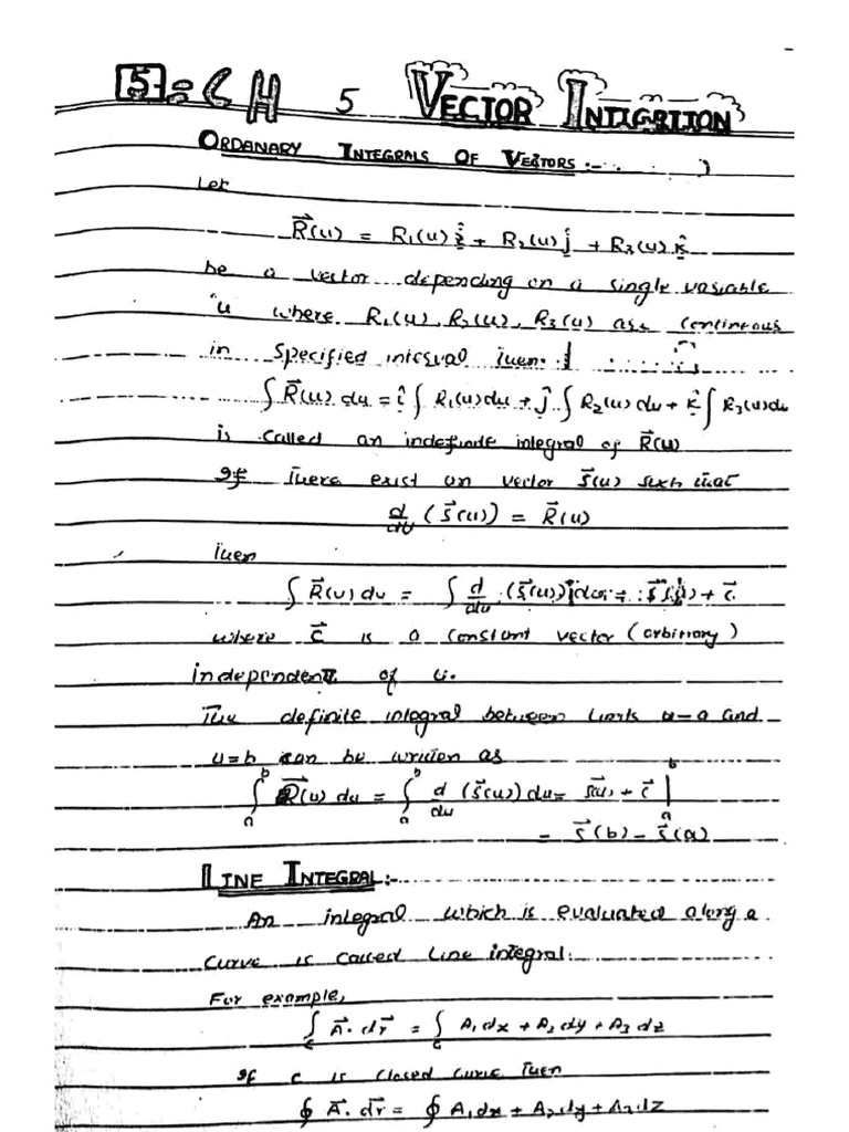 Ch#5 - Vector Integration - Schaum's Outline Handwritten Notes - Solved ...