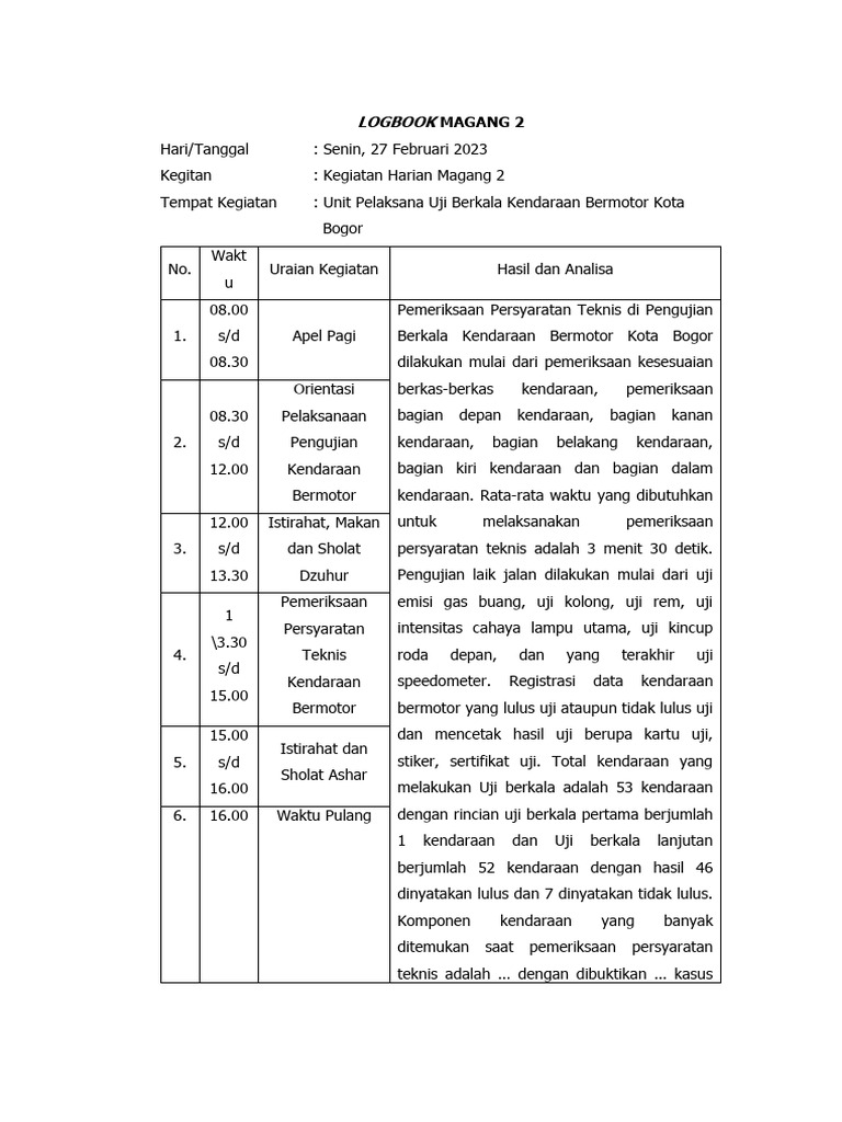 Logbook Magang 2 | PDF | Teknologi & Rekayasa