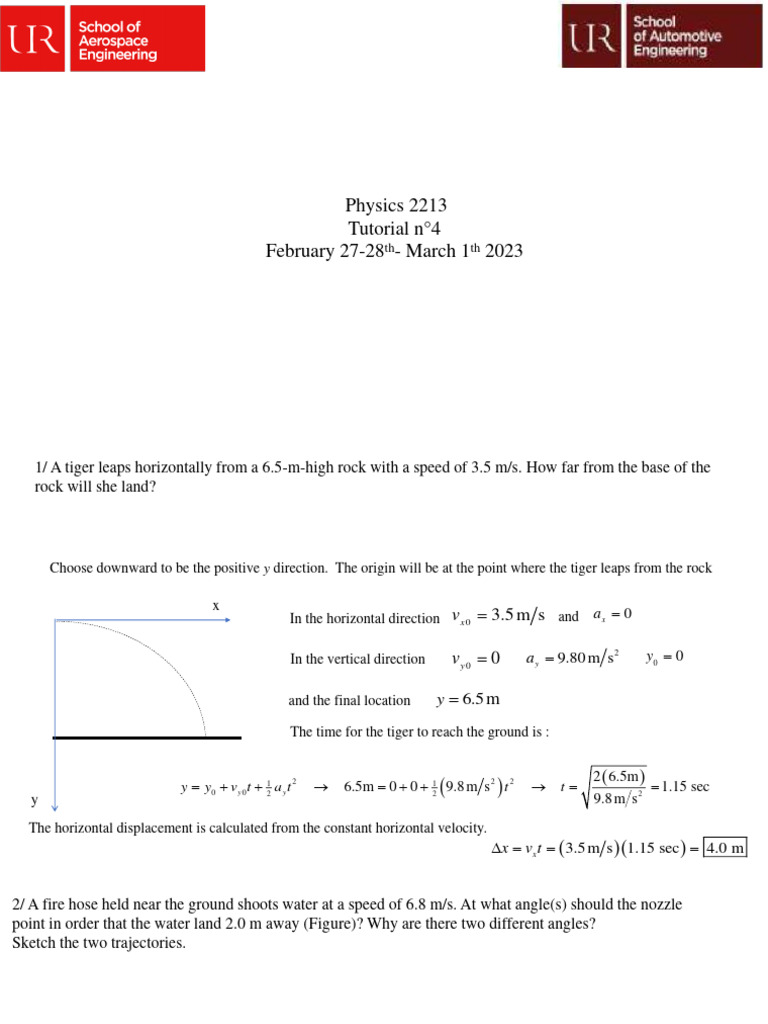 Tutorial 4 Phys1 UIR 2022 2023 Solution | PDF | Tension (Physics ...