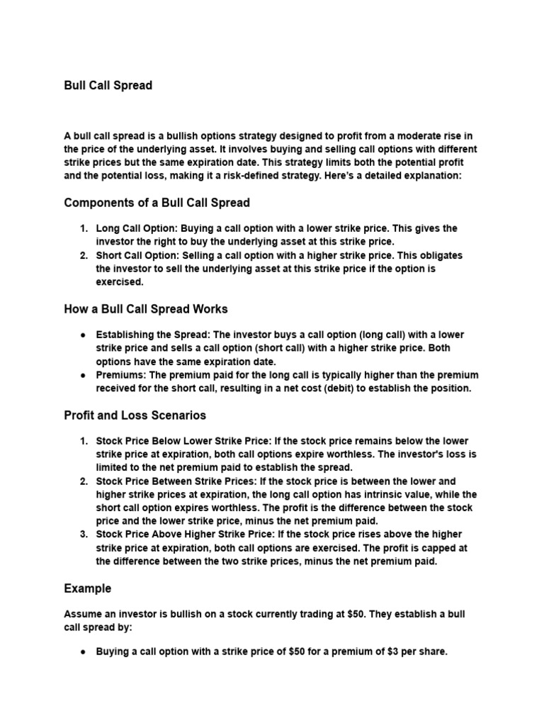 Bull Call Spread | PDF | Option (Finance) | Financial Economics