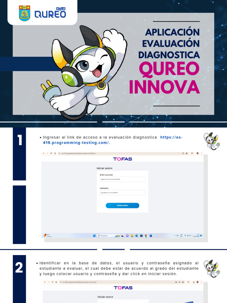 Aplicación Evaluación Diagnostica Qureo Innova | PDF
