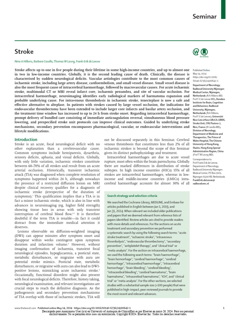 Stroke | PDF | Stroke | Ischemia