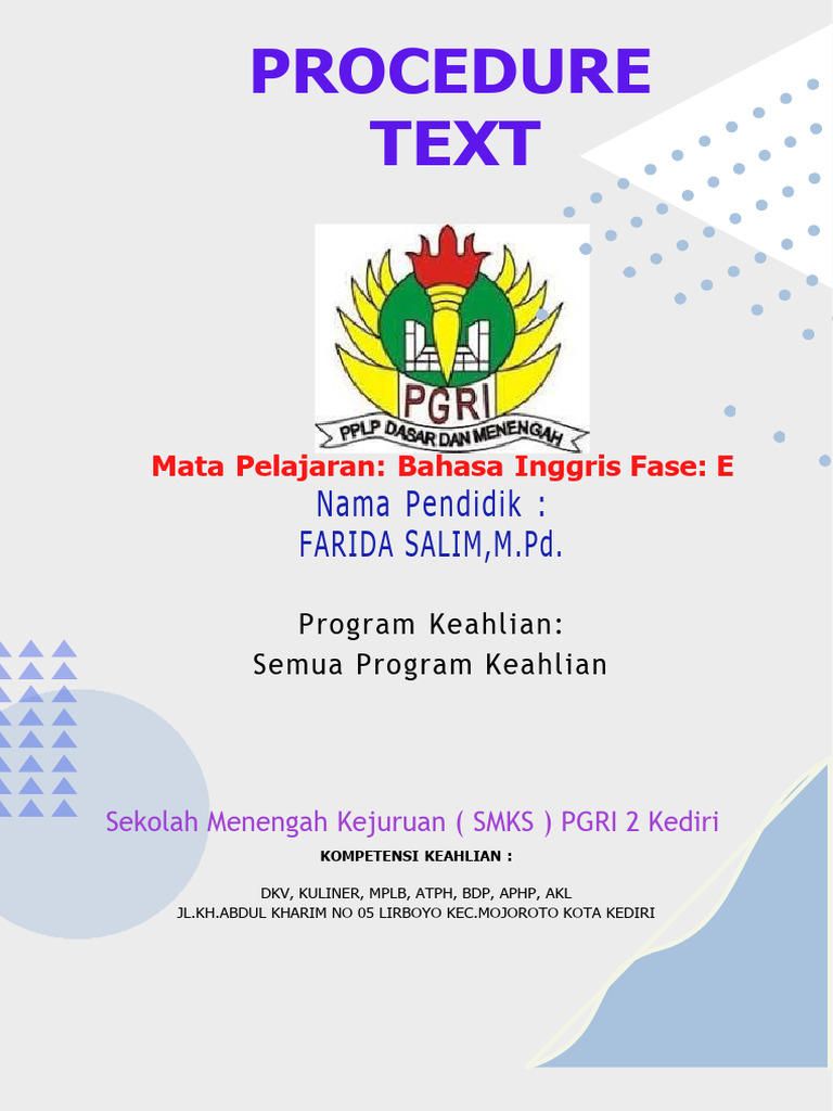 Panduan Teks Prosedur SMK Kediri | PDF