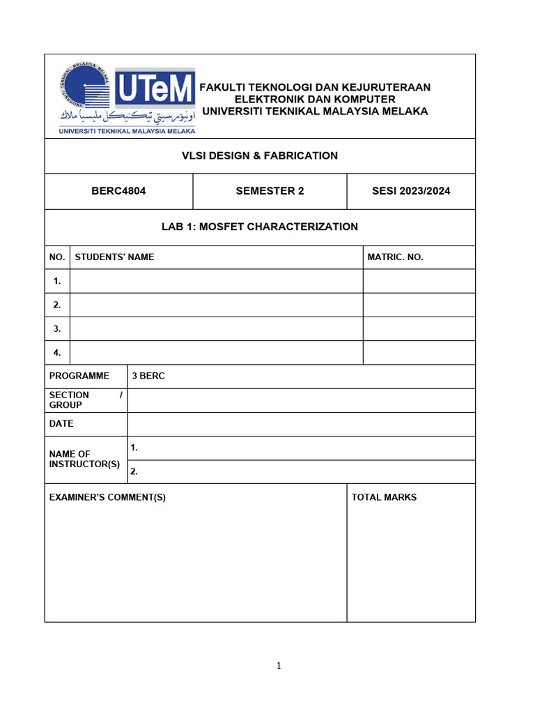 MOSFET Characterization Lab Guide | PDF | Mosfet | Electronic Circuits