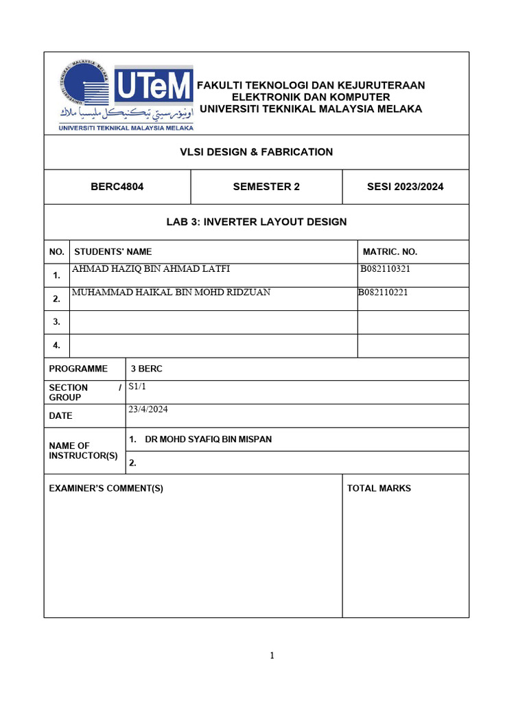 Lab 3_Inverter Layout Design | PDF | Cmos | Simulation