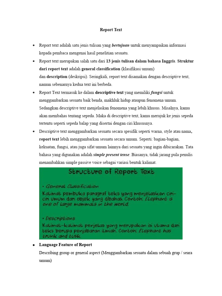 Materi Report Text | PDF | Seni & Disiplin Bahasa