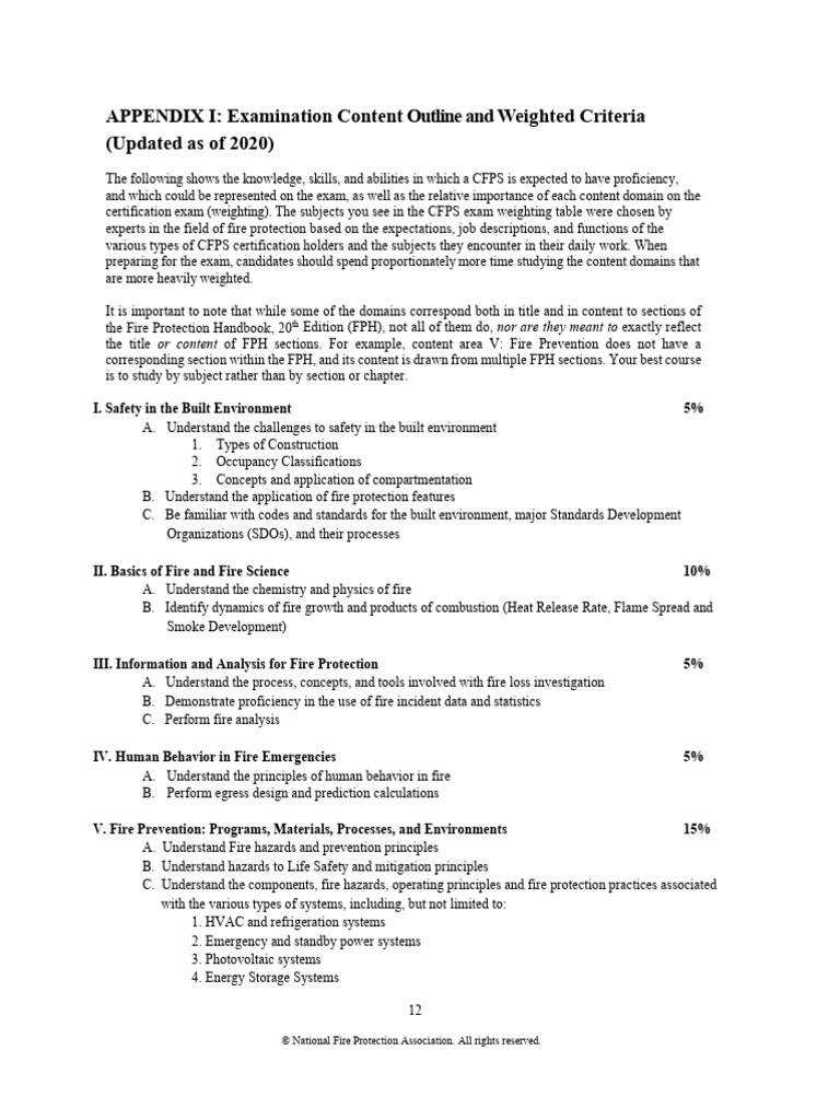 Content Outline and Weighted Criteria | PDF | Fires | Firefighting