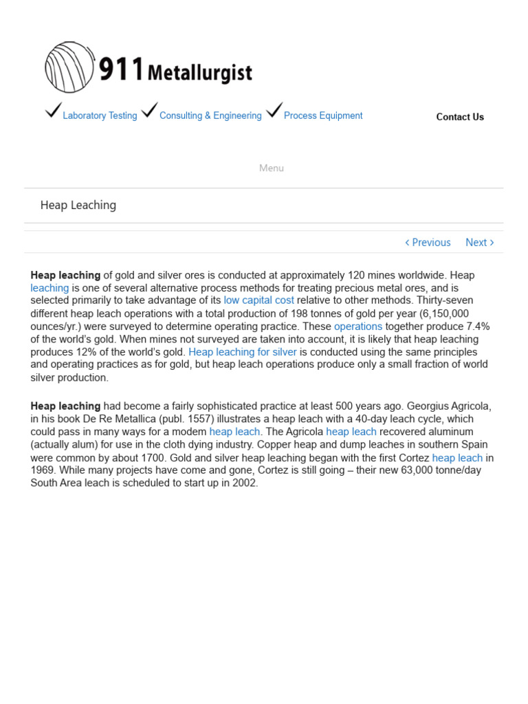 Heap Leaching | Download Free PDF | Mathematical Optimization | Solubility