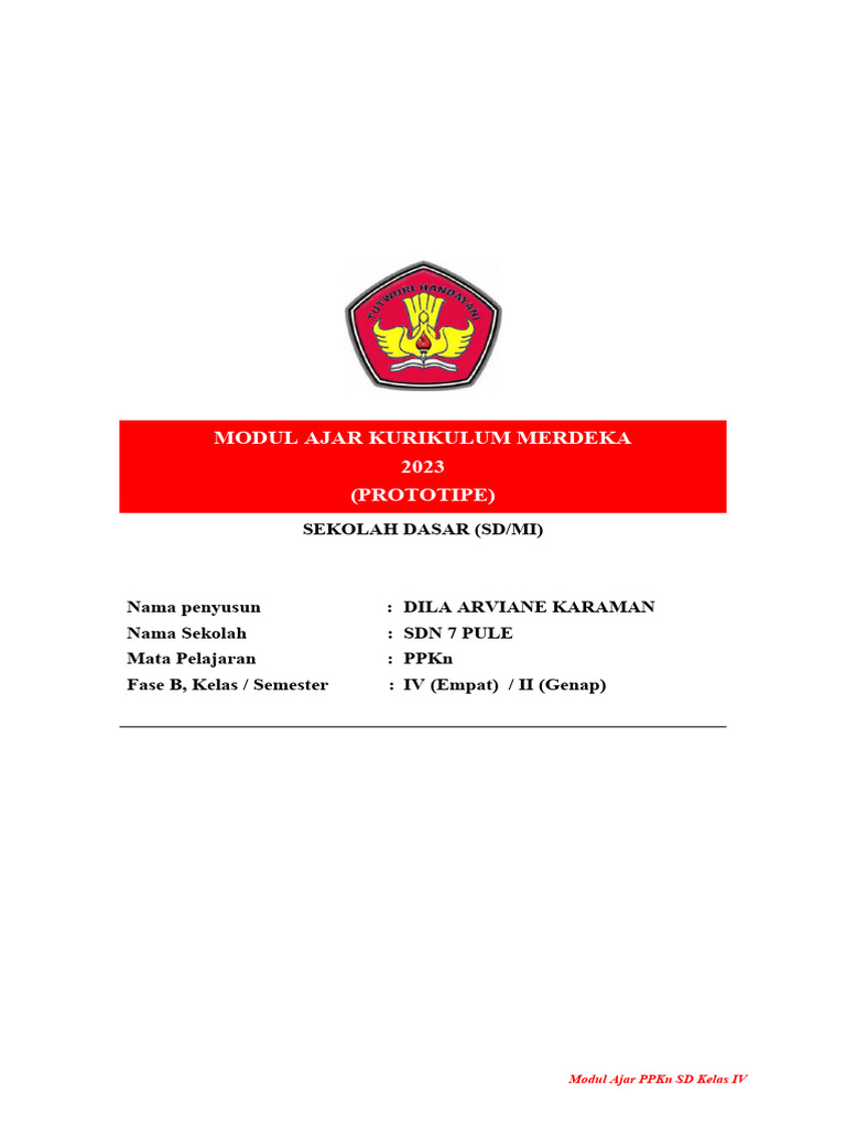 Modul Ajar PPKN BAB 4 KELAS 4 | PDF | Kajian Bahasa Asing | Seni