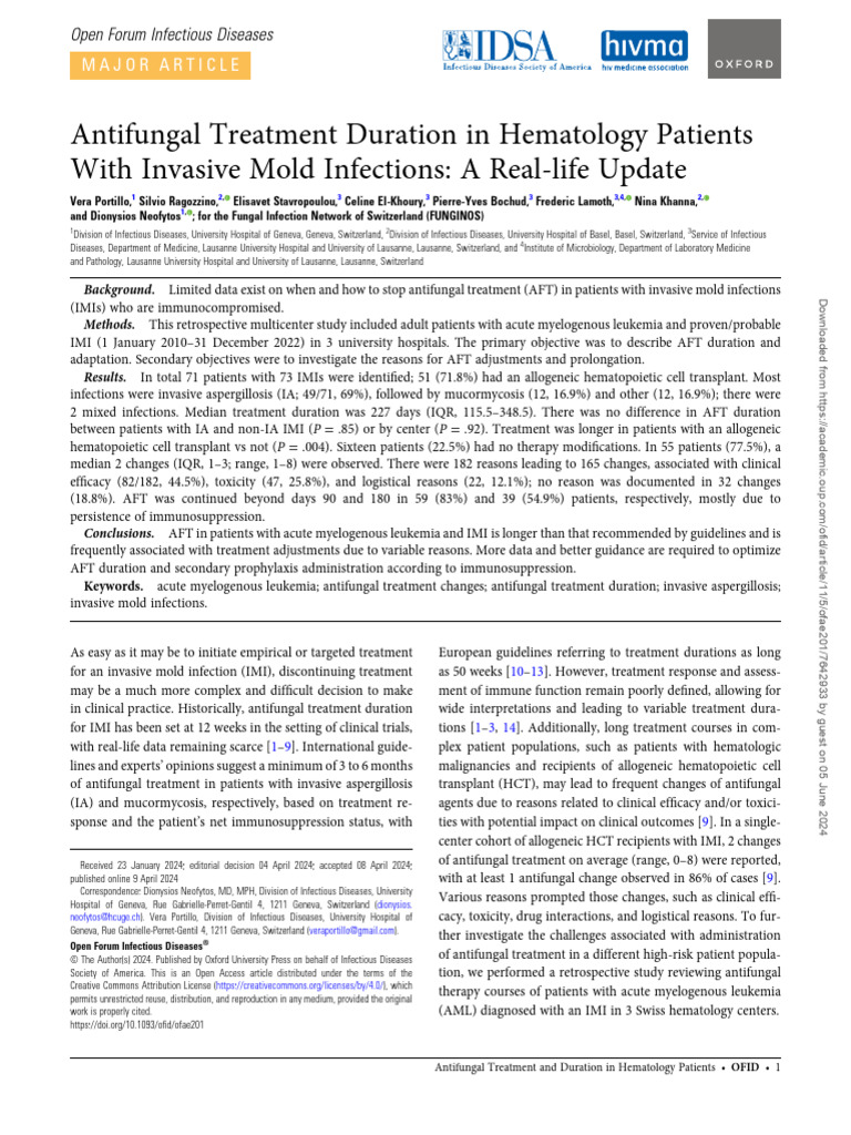Antifungal Treatment Duration in Hematology Patients With Invasive Mold ...