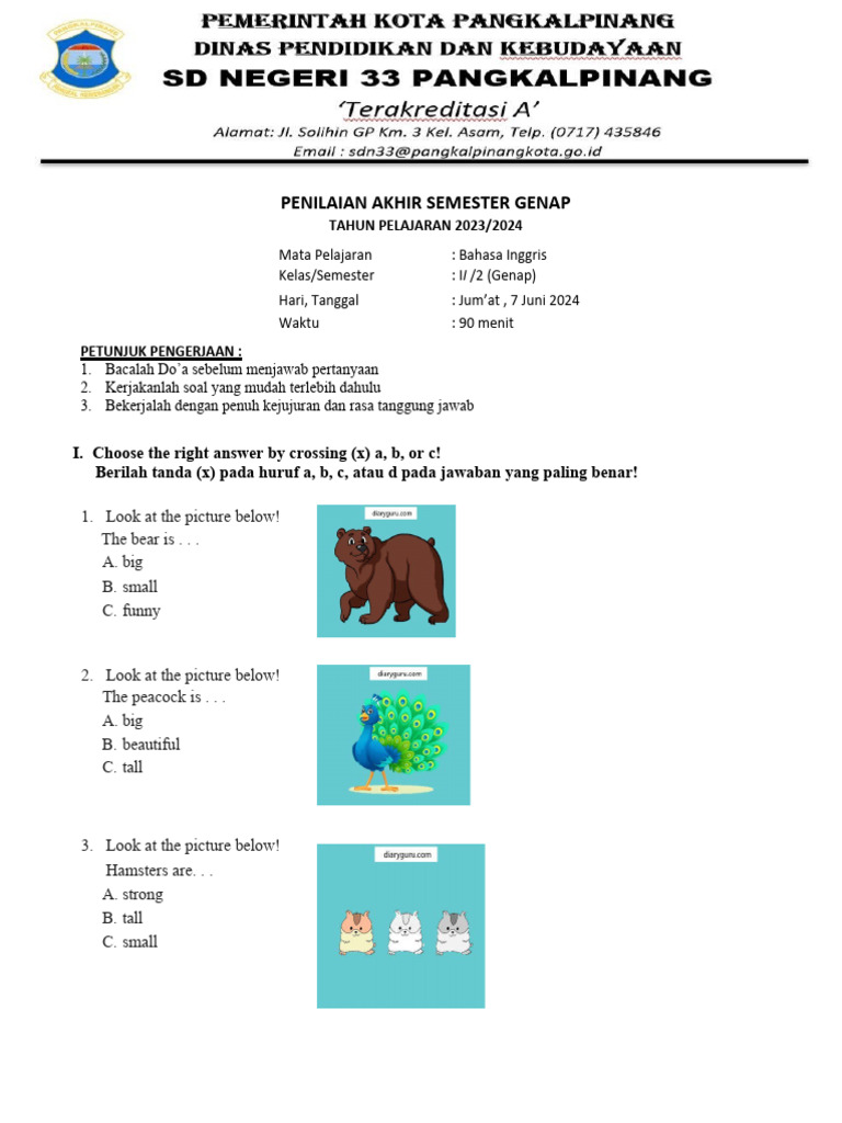 Pas 2 Kelas 2 2024 Pdf Zoology