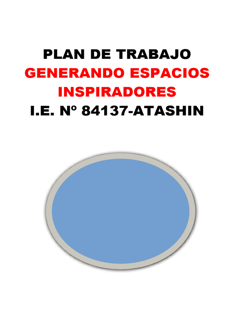 Plan de Trabajo Generando Espacios Inspiradores | PDF | Educación primaria | Enseñando