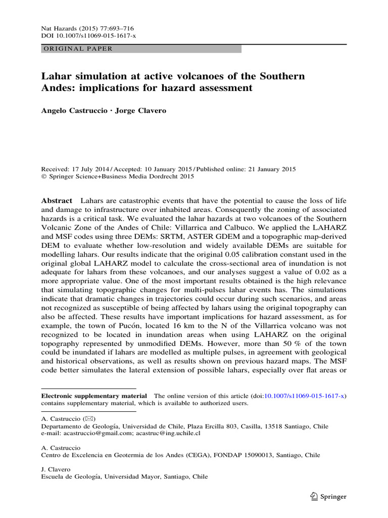 Castruccio Clavero15 Lahar Simulation Final | PDF | Volcano | Types Of Volcanic Eruptions