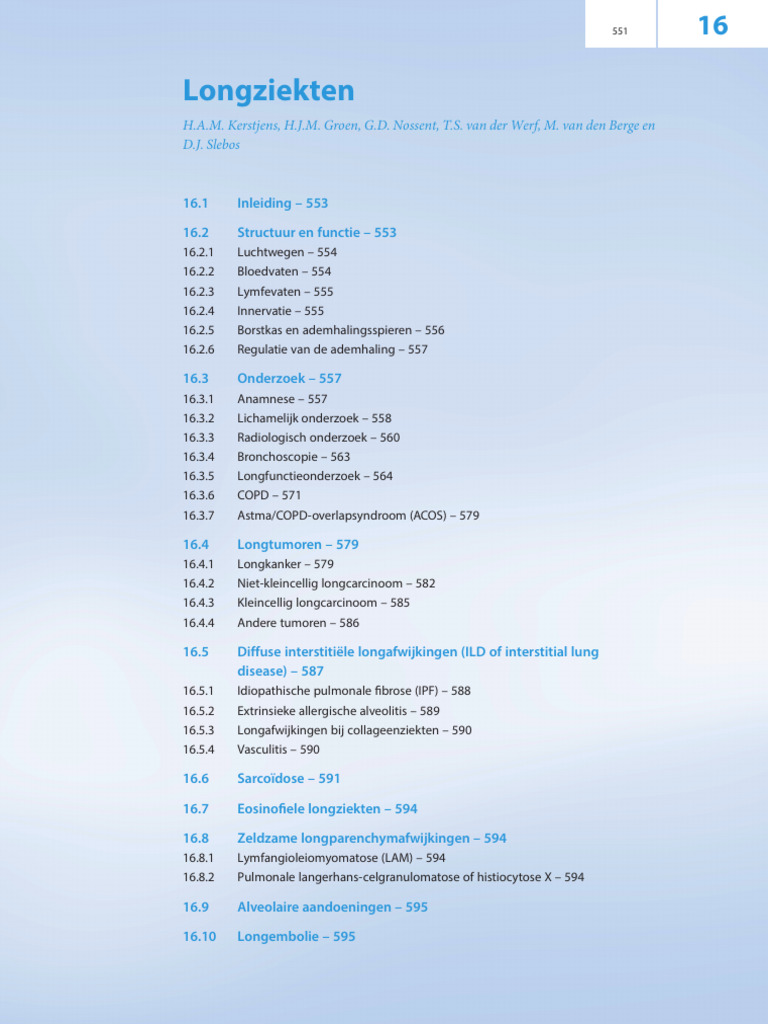 Longziekten - Leerboek Interne Geneeskunde | PDF