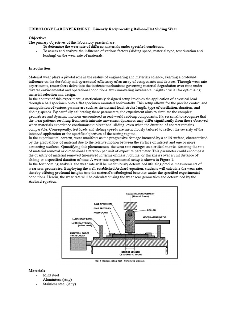 Tribology Lab Experiment | PDF | Wear | Experiment