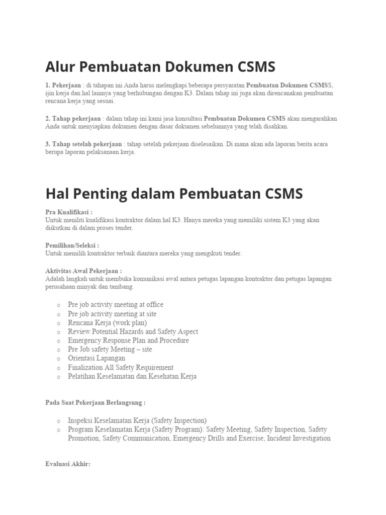 Alur Pembuatan Dokumen CSMS | PDF